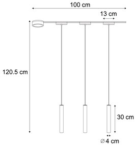Moderní kolejnicový systém se 3 černými závěsnými světly 1-fázový - Magnetic Cassie