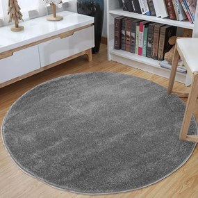 Jednobarevný kulatý koberec šedé barvy Šířka: 60 cm | Délka: 60 cm