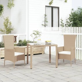 Zahradní židle s poduškami 2 ks polyratan béžové,  319532
