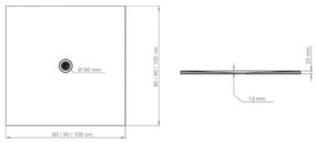 Polimat Čtvercová sprchová vanička z minerálního kompozitu Fresco 80x80 (90x90, 100x100) Mat Barva: Bílá, mat, Rozměry (cm): 80x80
