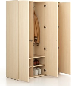 Šatní skříň FRAME, 3 oddíly, 1299 x 450 x 1735 mm, PUSH-lock, bříza