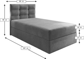 Čalouněná postel boxspring GLORIEN 80x200 cm purpurová Matrace: Matrace Bonell pružinová