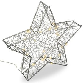 Nexos  67073 Vánoční kovová hvězda s 3D efektem - stříbrná, 25 LED diod