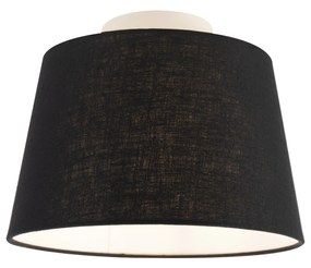 Stropní lampa s lněným stínítkem černá 25 cm - Combi bílá