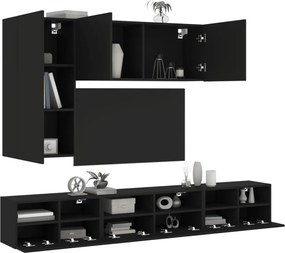 vidaXL 5dílná obývací stěna kompozitní dřevo [3216561] Barva: Černá