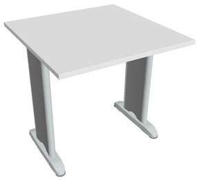 Stůl jednací rovný 80 cm - Hobis Flex FJ 800 Dekor stolové desky: bílá, Barva nohou: Stříbrná