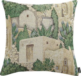 Kinga - potah na polštář jednoduchý barva béžová látka pletený vzor, vzorované