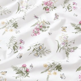 Goldea oválný ubrus 100% bavlněné plátno - barevné luční květiny na bílém 120 x 160 cm