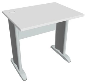 Stůl pracovní rovný 80 cm hl. 60 cm - Hobis Cross CE 800 Dekor stolové desky: bílá, Dekor lamino podnože: šedá, Barva nohou: Stříbrná