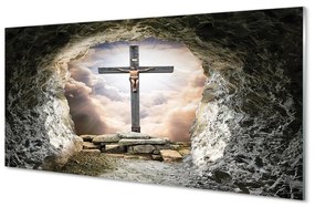 Obraz na skle Cave lehký cross Jesus 125x50 cm