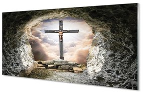 Obraz na skle Cave lehký cross Jesus 140x70 cm