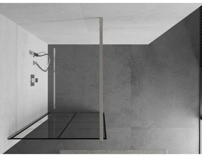 Mexen Kioto, sprchová zástěna Walk-In 80 x 200 cm, 8mm čiré sklo černý vzor, ​​broušená ocel profil, 800-080-101-97-77