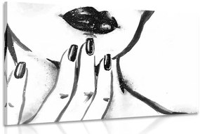 Obraz akvarelový portrét ženy v čiernobielom prevedení - 60x40 cm