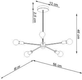 Černé stropní svítidlo 66x66 cm Benedett – Sollux