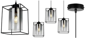 Závěsné svítidlo HELLA CAGE, 1x grafitové skleněné stínítko v kovovém rámu