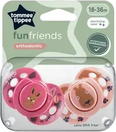 Tommee Tippee Dudlík silikon fun girl 2ks 18-36m - více barevných vari