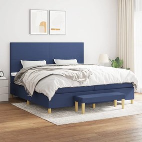 Box spring postel s matrací modrá 200x200 cm textil 3137027