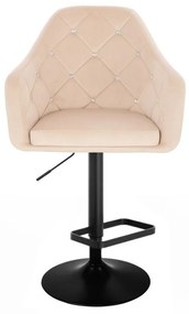 LuxuryForm Barová židle ROMA VELUR na černém talíři - krémová