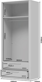 Skříň se zrcadlem AIR - P22-2OG/AI - Pepper bílá lak mat