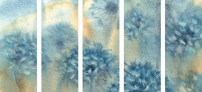 5-dílný obraz modrá pampeliška v akvarelový provedení Varianta: 100x50