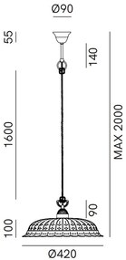 Il Fanale 061.09.OC Anita, rustikální závěsné svítidlo z antické mosazi keramiky, 1x15W LED E27, prům. 42cm