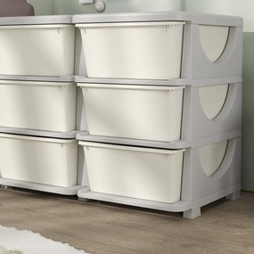 HOMCOM Plastový úložný box, 6 zásuvek, organizér na hračky, malá zásuvková skříňka pro děti, krémově bílá | Aosom
