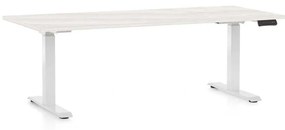 Výškově nastavitelný stůl OfficeTech C, 180 x 80 cm, bílá podnož, bílý jasan