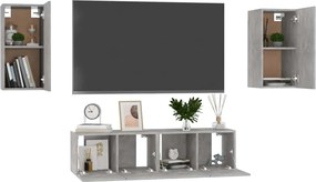 4dílný set TV skříněk betonově šedý dřevotříska 3079062