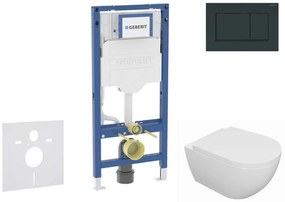 Geberit Duofix - Set předstěnové instalace, klozetu Oudee a sedátka softclose, tlačítko Sigma20, černá lesk/černá mat SANI11CA5109B