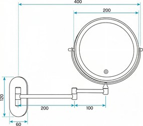Rea Kosmetické zrcadlo ⌀20 cm s regulovatelným LED osvětlením HOM-70001 Gold Old - kartáčovaná zlatá