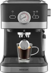 SENCOR SES 1721BK černá / Pákový kávovar / 1050W / 20 bar / 1.5 l / na