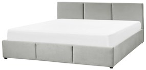 Sametová postel s úložným prostorem 180 x 200 cm světle šedá BOUSSE Beliani
