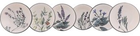 Sada 6 kameninových hlubokých talířů Herbal 18 cm