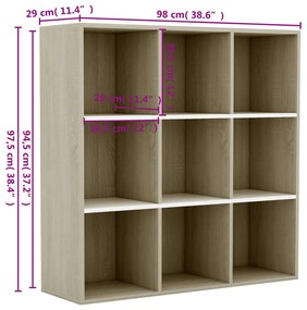 vidaXL Knihovna bílá a dub sonoma 98 x 29 x 97,5 cm kompozitní dřevo