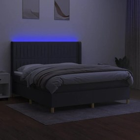 Box spring postel s matrací a LED tmavě šedá 180x200 cm textil 3139054