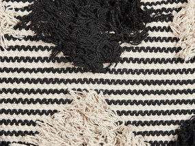 Tkaný bavlněný polštář s geometrickým vzorem 50 x 50 cm béžový/černý BHUSAWAL Beliani