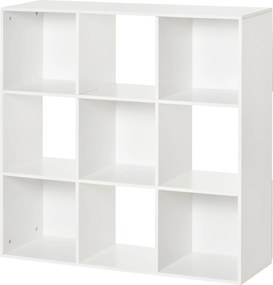 HOMCOM Knihovna 3-patrová Skříň s Úložným Prostorem 9 Krychlových Modulů Samostatný Regál Rozdělovací Stojan 91,5x29,5x91,5cm Dřevo | Aosom