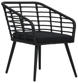 Zahradní židle s poduškami 2 ks polyratan černé - Default Title