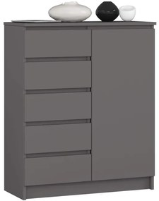 Komoda K80 1D 5SZ PK grafitová / šedá