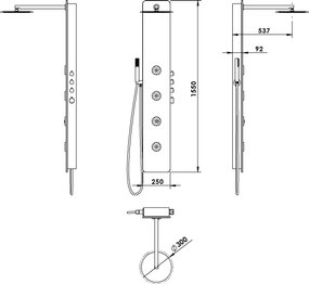 Sapho, SPIRIT ROUND termostatický sprchový panel nástěnný, 250x1550mm, bílá