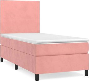 Box spring postel s matrací růžová 90x190 cm samet 3142880