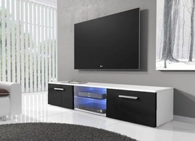 Casarredo - Komfort nábytek Televizní stolek RTV 03 s LED bílá/černý lesk