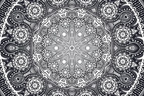 Tapeta okrasná Mandala s krajkou v černobílé - 300x200 cm