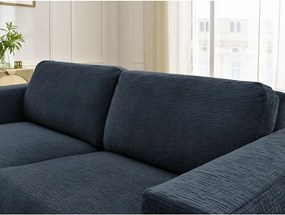 Tmavě modrá žinylková pohovka na každodenní spaní/rozkládací 220 cm Hugo – Bobochic Paris