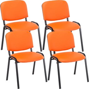Sada 4 konferenčních židlí Ken umělá kůže – oranžová