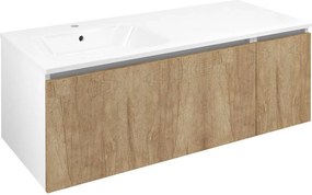 Sapho Lorea - Umyvadlová skříňka 120x46x52 cm, 1x dvířka, 1x zásuvka, levá, dub alabama/matná bílá LE090-2231-L-02