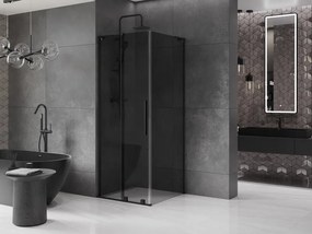 Mexen Velar L, sprchový kout s posuvnými dveřmi 110 x 110 cm, 8mm šedé sklo, černá matná, 871-110-110-43-70