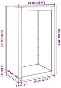 vidaXL Stojan na palivové dřevo bílý 60 x 40 x 100 cm ocel