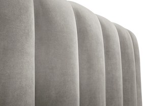 Světle šedá sametová dvoulůžková postel MICADONI Kelp 200 x 200 cm s úložným prostorem