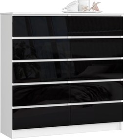 Komoda K120 10SZ bílá/černý lesk